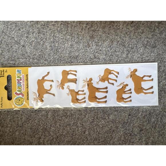 Office | Vintage Sandylion Puffy Fuzzy Moose Stickers 1 Sheet New In ...